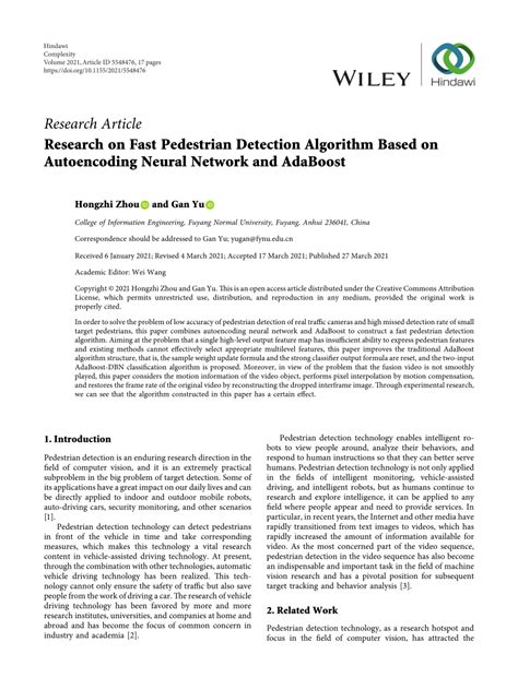 Pdf Research On Fast Pedestrian Detection Algorithm Based On