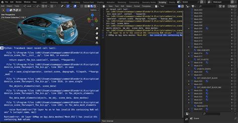 invalid uvs containing nan values after trying to export fbx file edit