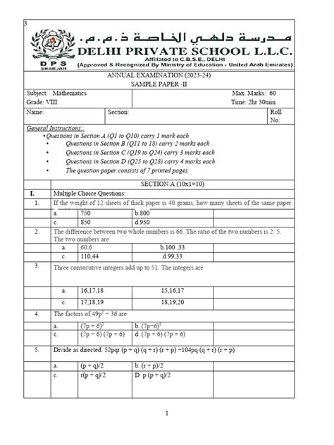fe math g8 2023 24 sample paper 2 pdf speed area