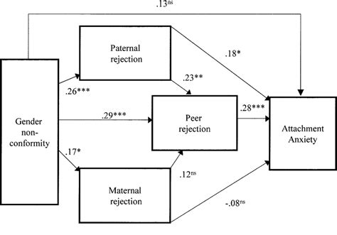 Path Model Of Gender Nonconformity To Rejection To Anxiety Note Download Scientific Diagram