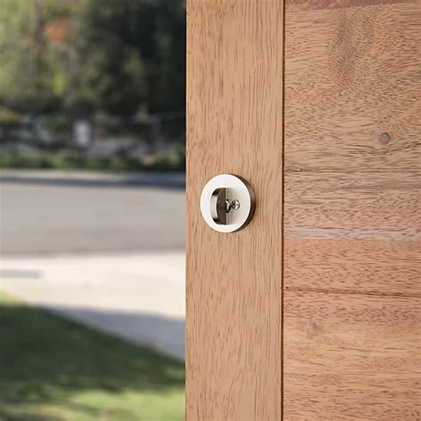 Contemporary Round Deadbolt Satin Nickel Baldwin Hardware