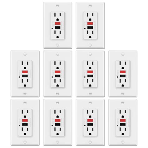 Electeck 10 Pack Gfci Outlets 15 Amp Non Tamper Resistant Decor Gfi Receptacles