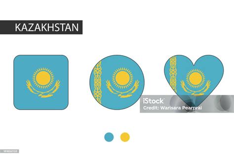 카자흐스탄 3 모양 도시 국기 흰색 배경에 고립되어 있습니다 0명에 대한 스톡 벡터 아트 및 기타 이미지 0명 개념 개념과 주제 Istock