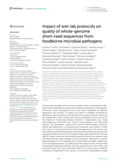 Pdf Impact Of Wet Lab Protocols On Quality Of Whole Genome Short Read Sequences From Foodborne