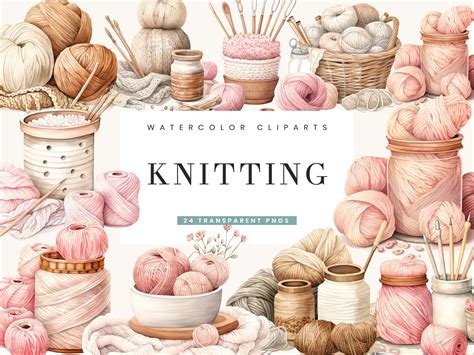 Watercolor Knitting Digital Clipart Graphic By Busydaydesign · Creative