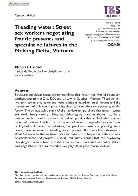 Pdf Treading Water Street Sex Workers Negotiating Frantic Presents