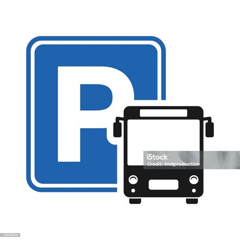 버스 주차 아이콘입니다 파란색 주차 벡터 일러스트 레이 션 거리에 대한 스톡 벡터 아트 및 기타 이미지 거리 교통 교통