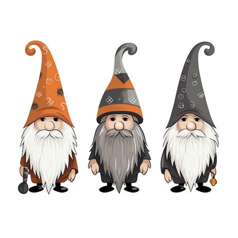 Premium Photo Three Cartoon Gnomes With Hats And Long Beards Standing Next To Each Other
