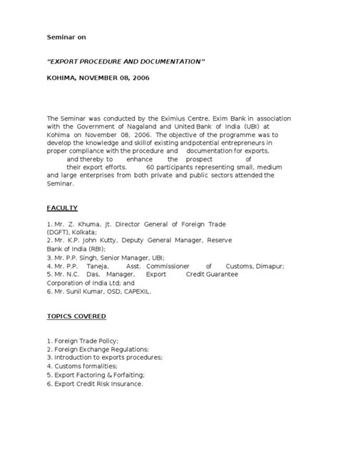 Navigating Export Procedures And Documentation Insights From A Seminar