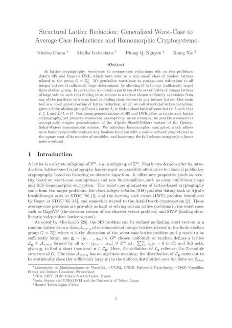 Pdf Structural Lattice Reduction Generalized Worst Case · Pdf