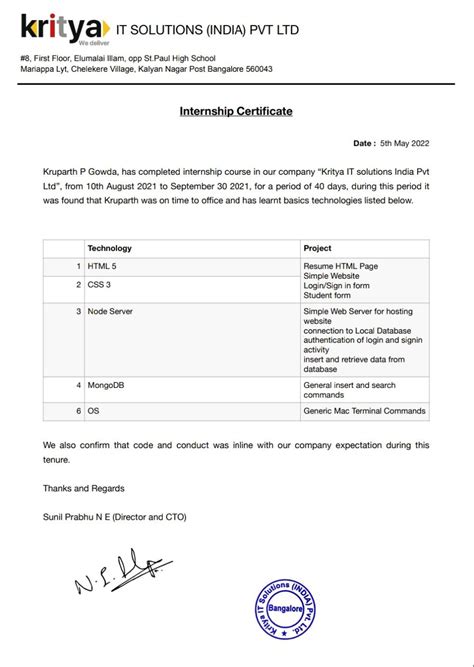 Kruparth Prakash Gowda On Linkedin Internship Webdeveloper