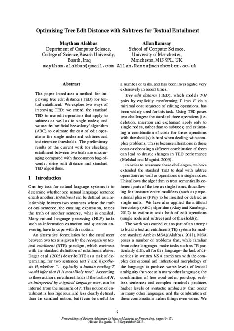 pdf optimising tree edit distance with subtrees for textual entailment