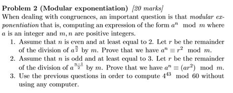 Solved Problem 2 Modular Exponentiation 20 Marks When