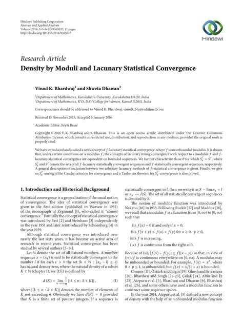Pdf Density By Moduli And Lacunary Statistical Convergence