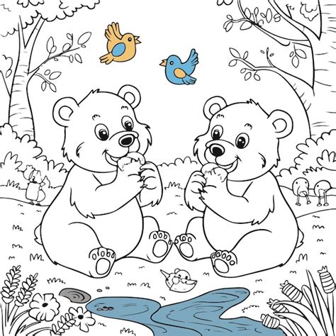 어린이 친화적 인 컬러링 페이지 프리미엄 Ai 생성 벡터