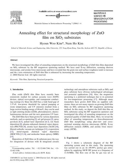 Pdf Annealing Effect For Structural Morphology Of Zno Film On Sio2 Substrates Dokumen Tips