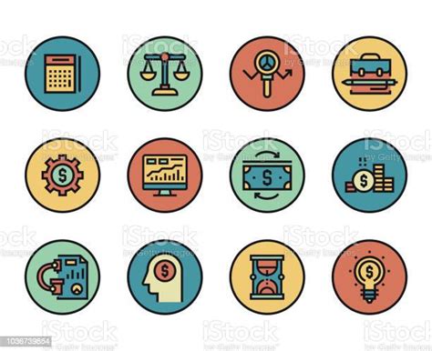 라인 분석 및 투자의 아이콘을 설정 합니다 현대 컬러 플랫 디자인 선형 그림 컬렉션입니다 스트로크 기호 팩의 벡터 개념을 설명 합니다 프리미엄 품질 웹 그래픽 자료입니다