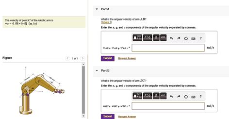 Solved Texts Part A The Velocity Of Point C Of The Robotic Arm Is Vc