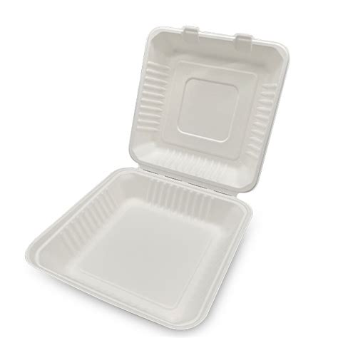 Eco Friendly 8” Bagasse Clamshell Bagasse Box B Qw B 47 Wholesale