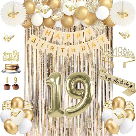 50pcs 19th Birthday Decorations For Girls Champagne Gold
