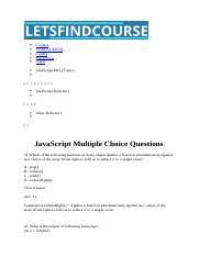 Javascript Questions Docx Courses Technical MCQs Coding Placements Login JavaScript MCQ Topics