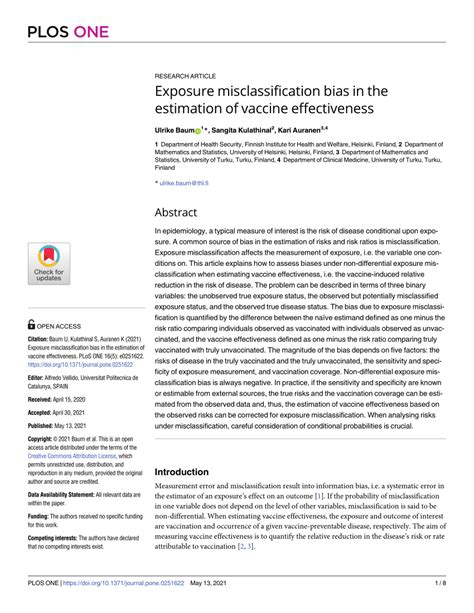 Pdf Exposure Misclassification Bias In The Estimation Of Vaccine