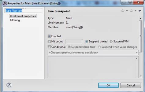 eclipse debugger condicional breakpoint condicional en el codigo