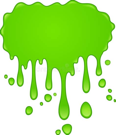 Viscous Bright Green Goo Is Slowly Dripping Down Forming Drops And
