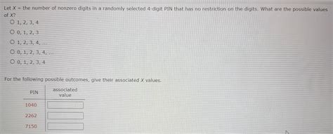 Solved Let X ﻿the Number Of Nonzero Digits In A Randomly