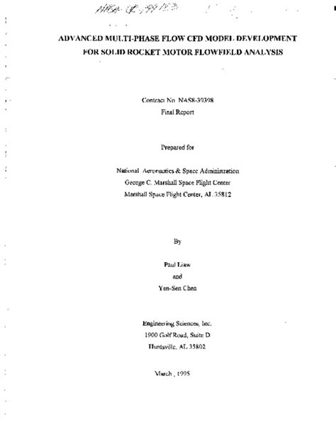 Pdf Advanced Multi Phase Flow Cfd Model Development For Solid Rocket Motor Flowfield Analysis