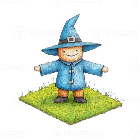 A Colorful Cartoon Wizard Character Standing On Lush Green Grass 55059320 Png