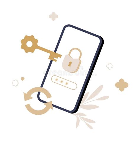Smartphone With Lock Screen And Key In Flat Vector Illustration Symbolizing Cybersecurity