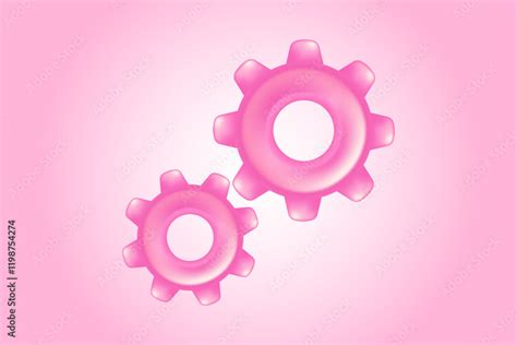 Cute 3d Pink Two Gears Icon Industrial Technology Background Glowing