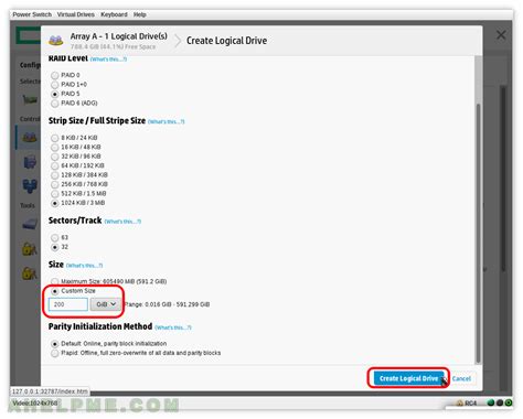 Smart Array P440 Create Multiple Logical Drives With Different RAID Levels In One Array Using