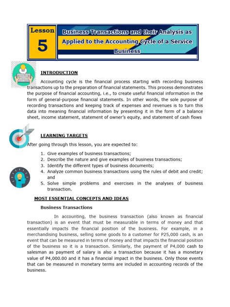 Lesson5 Business Transactions Download Free Pdf Debits And Credits