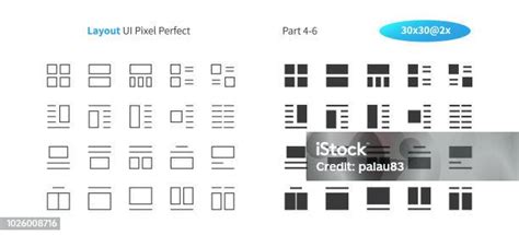 레이아웃 Ui 픽셀 완벽 한 잘 만들어진 벡터 얇은 선 및 고체 아이콘 30 2 그리드 웹 그래픽 및 애플 리 케이 션에 대 한