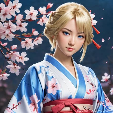 Anime Style Samurai Warrior In Kimono Attire Stable Diffusion Online