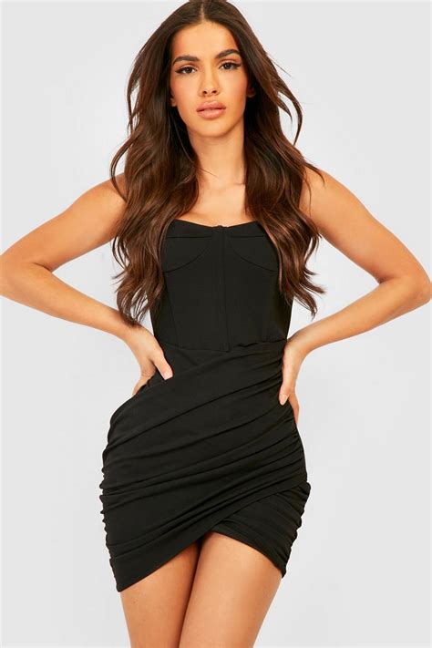 Womens Corset Detail Wrap Mini Dress Boohoo Uk