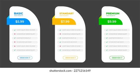 Ui Ux Pricing Design Tables Tariffs Stock Vector Royalty Free 2271216149 Shutterstock