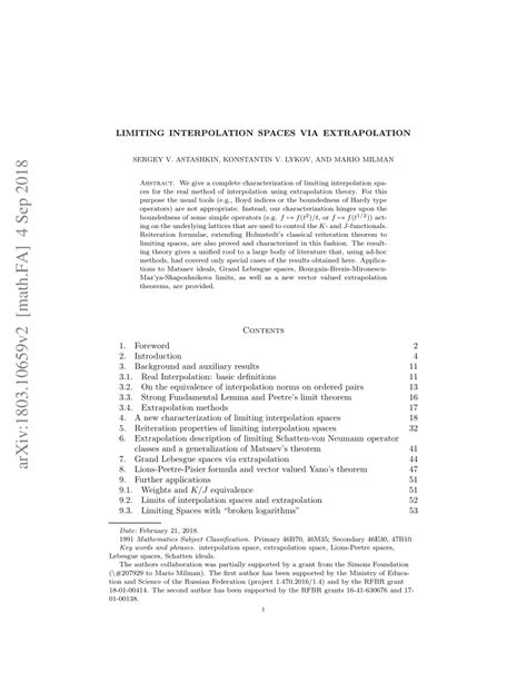 Pdf Limiting Interpolation Spaces Via Extrapolation