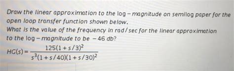 Solved Draw The Linear Approximation To The Log Magnitude