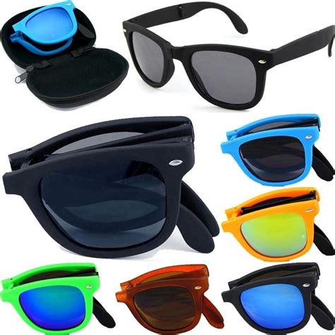 Foldable Sunglasses Folding Glasses With Case Men Women Mirrored Sun