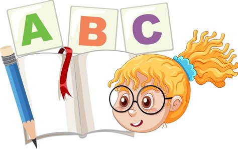 Abc Alphabet With Cute Girl 12495558 Vector Art At Vecteezy