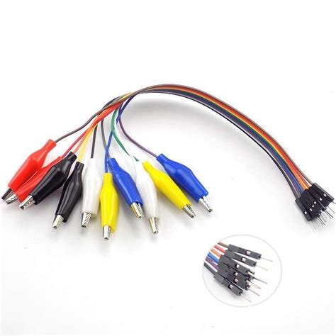 Juego De 10 Cables De Conexión Jumper Dupont Macho Cocodrilo 20cm