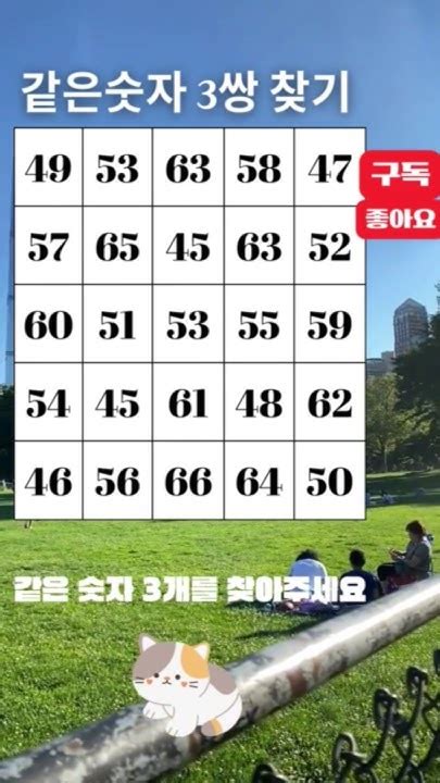상식에 맞는 숫자 맞추기 게임같은숫자 3쌍을 맞춰보세요정답을 찾으셨다면 정답을 2번 터치해보세요같은숫자 숫자퀴즈 같은숫자찾기 치매예방 기억력향상 퀴즈 메모리