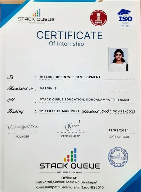 varsini s on linkedin webdevelopment internship techskills