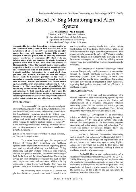 Pdf Iot Based Iv Bag Monitoring And Alert System