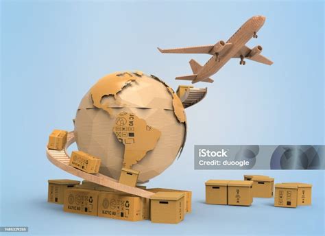 판지 세계지도 글로벌 물류 운송 및 전 세계 배송 비즈니스 3d 일러스트레이션 개념 세계 공급망 판지 상자에 대한 스톡 사진 및 기타 이미지 Istock