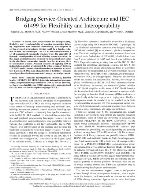 Pdf Bridging Service Oriented Architecture And Iec 61499 For Flexibility And Interoperability