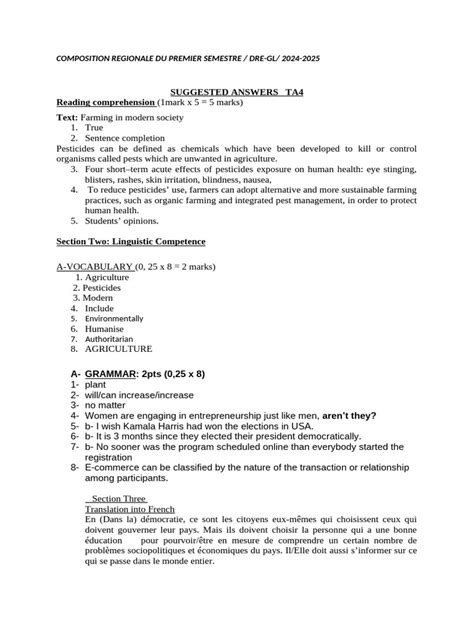 Corrigé Ang Ta4 1 Pdf Pesticide Data